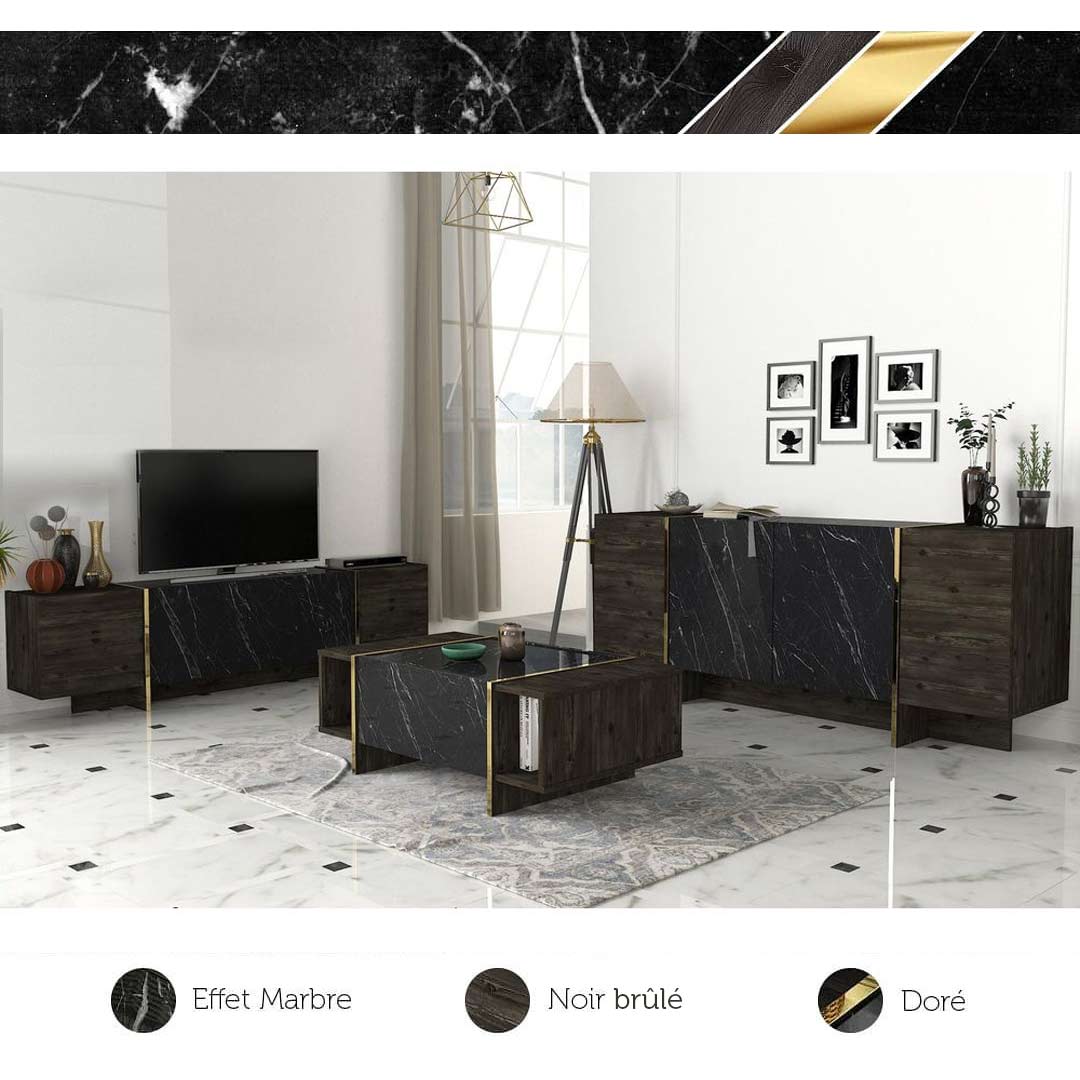 Pack collection à 3 VEYRON - Meuble TV - Console - Table basse pour sé – Meublin.ma