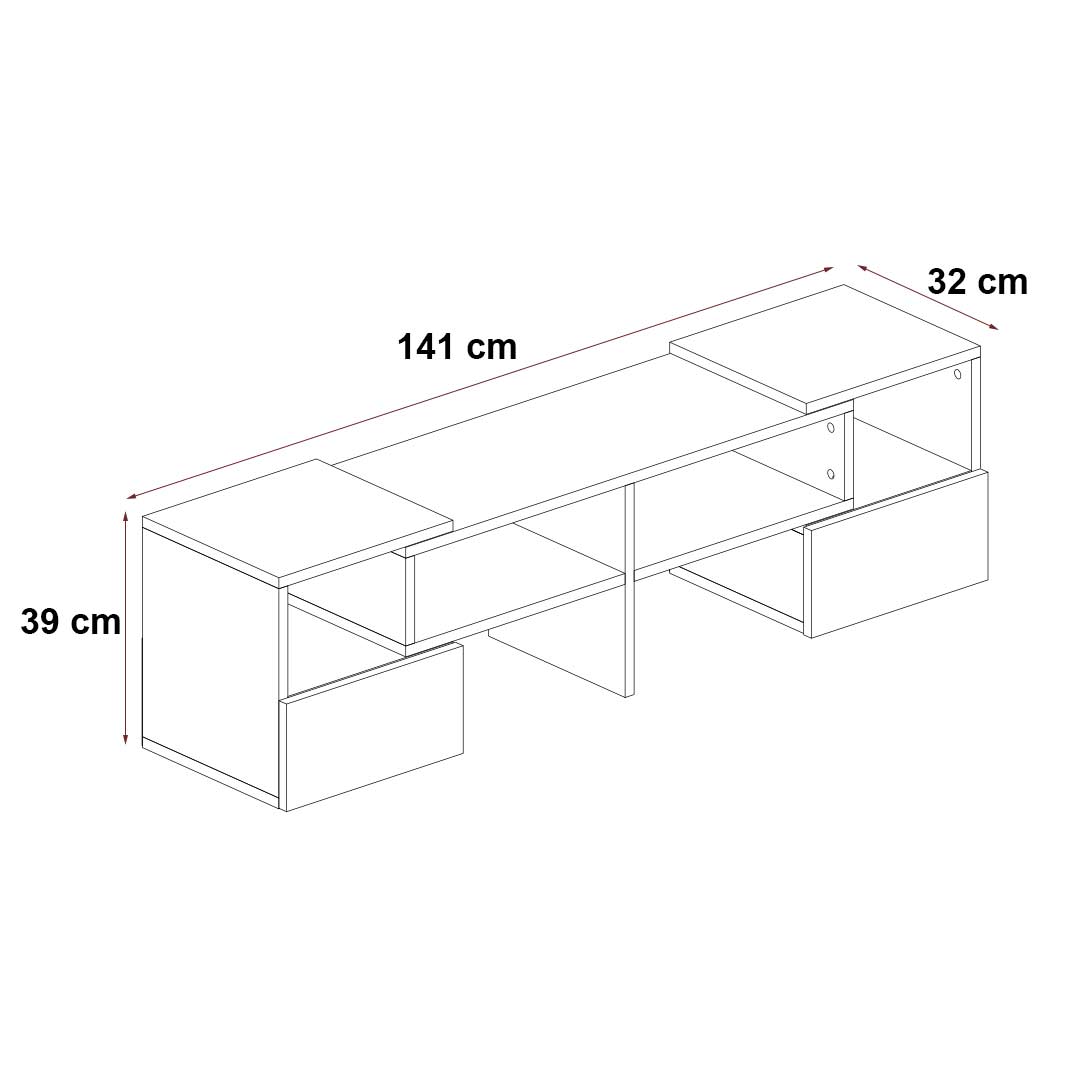 Meuble TV d'angle TWIN 140 cm pour séjour ou salon - Blanc – Meublin.ma